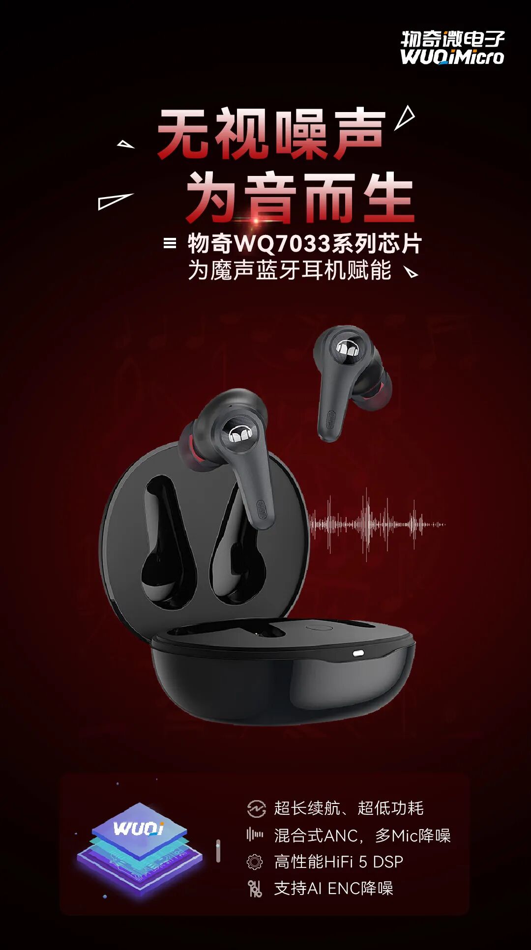 物奇WQ7033系列芯片为魔声Clarity 8.0 ANC 真无线耳机赋能 - 脉脉