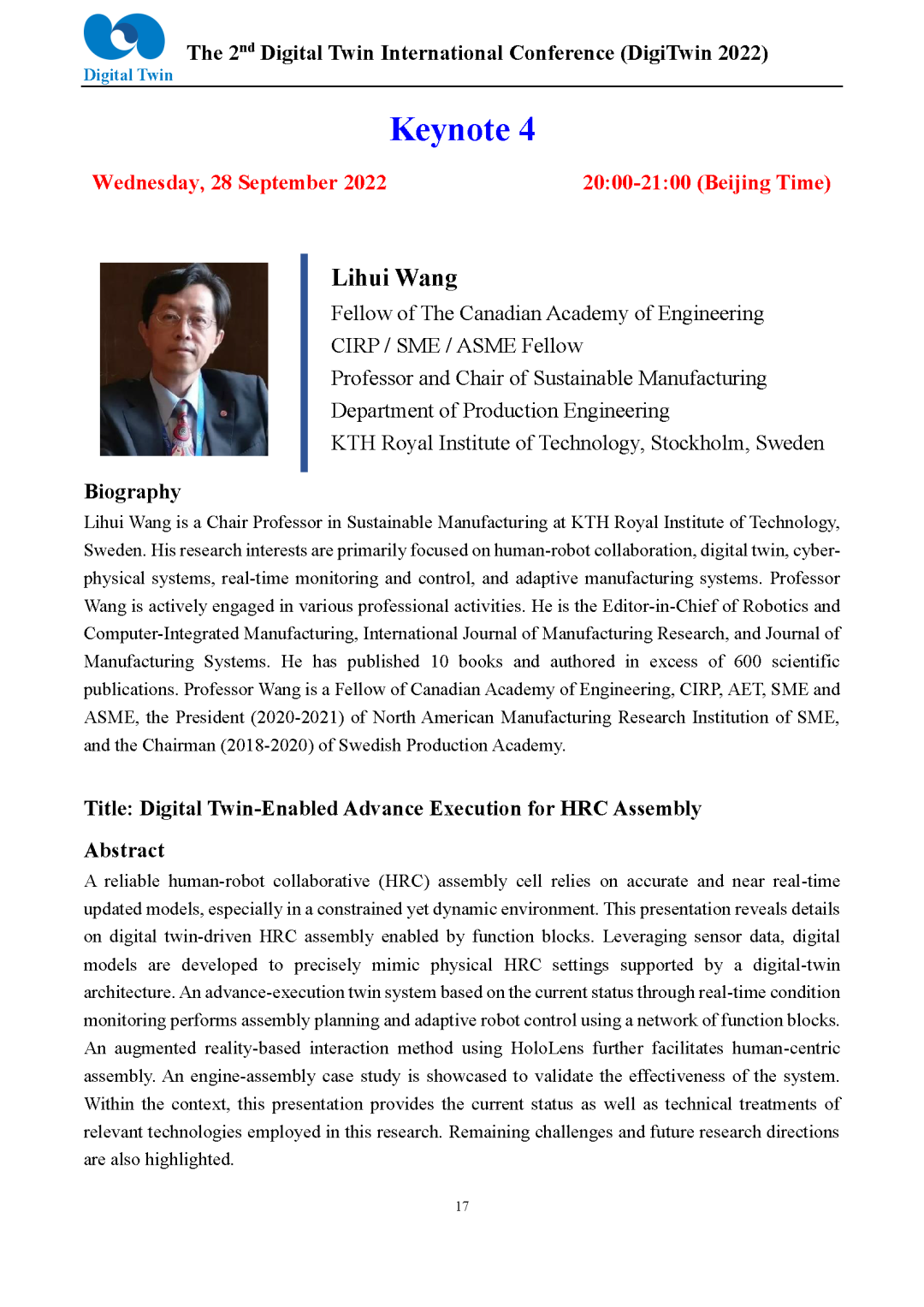 今天下午3点：DigiTwin 2022 第二届数字孪生国际会议隆重召开！ - Py学习