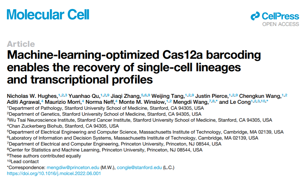 Mol Cell | 丛乐/王梦迪开发深度学习CRISPR细胞条形码工具，实现单细胞水平基因表达信息与细胞谱系信息的整合 - Py学习