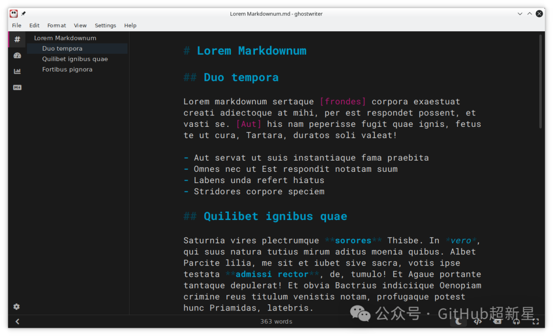 Github上一个极简写作神器：Ghostwriter，Markdown编辑利器，提升写作效率的最佳利器 - Py学习