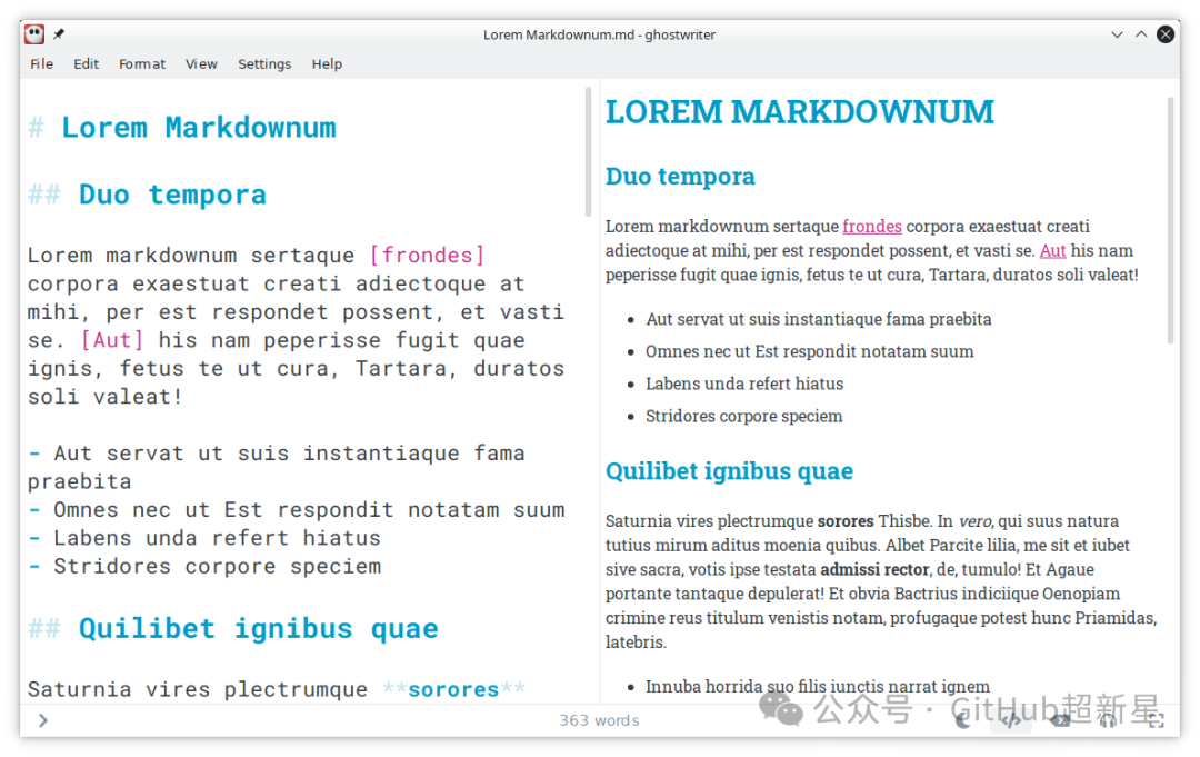 Github上一个极简写作神器：Ghostwriter，Markdown编辑利器，提升写作效率的最佳利器 - Py学习