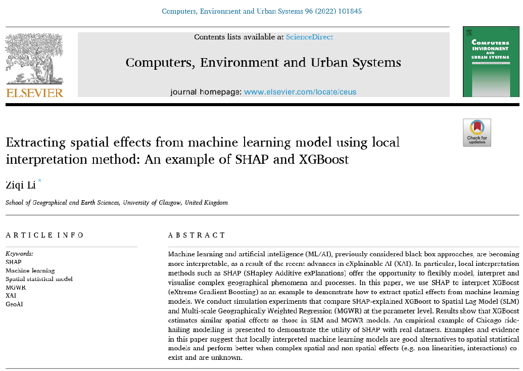 【CEUS】使用局部解释方法从机器学习模型中提取空间效应：SHAP 和 XGBoost 示例 - Py学习