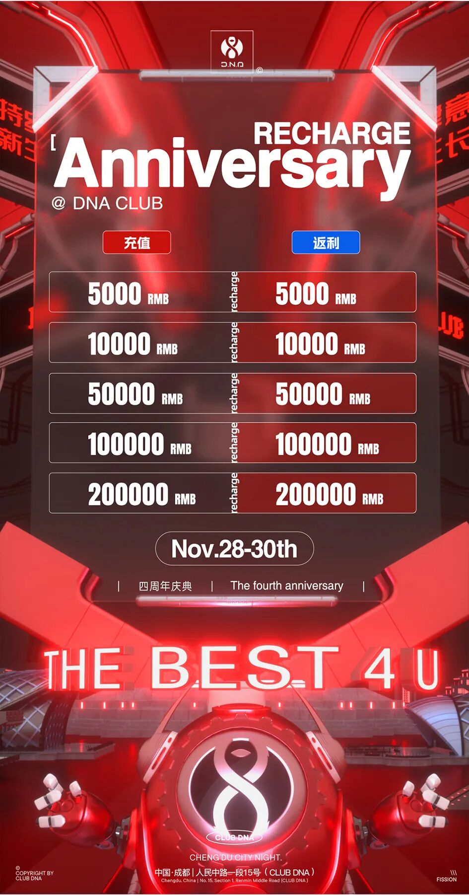 DNA 4th Anniversary｜ The Best 4 You-成都DNA酒吧,成都DNA CLUB