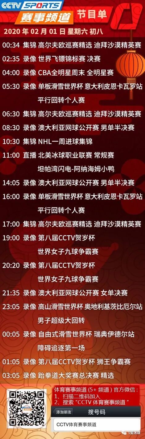 CCTV5+2月1日周六精彩节目抢先看_英超