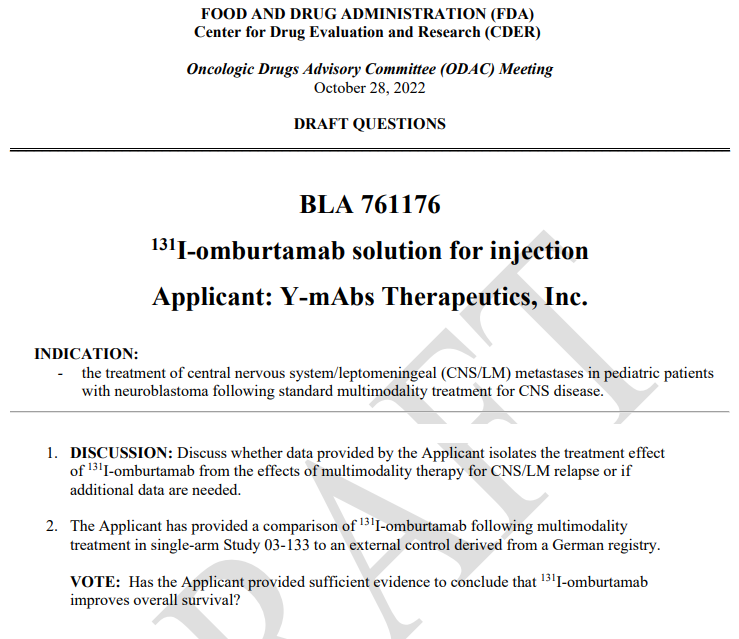 FDA 科学家质疑神经母细胞瘤治疗药物omburtamab的疗效证据医药新闻-ByDrug-一站式医药资源共享中心-医药魔方