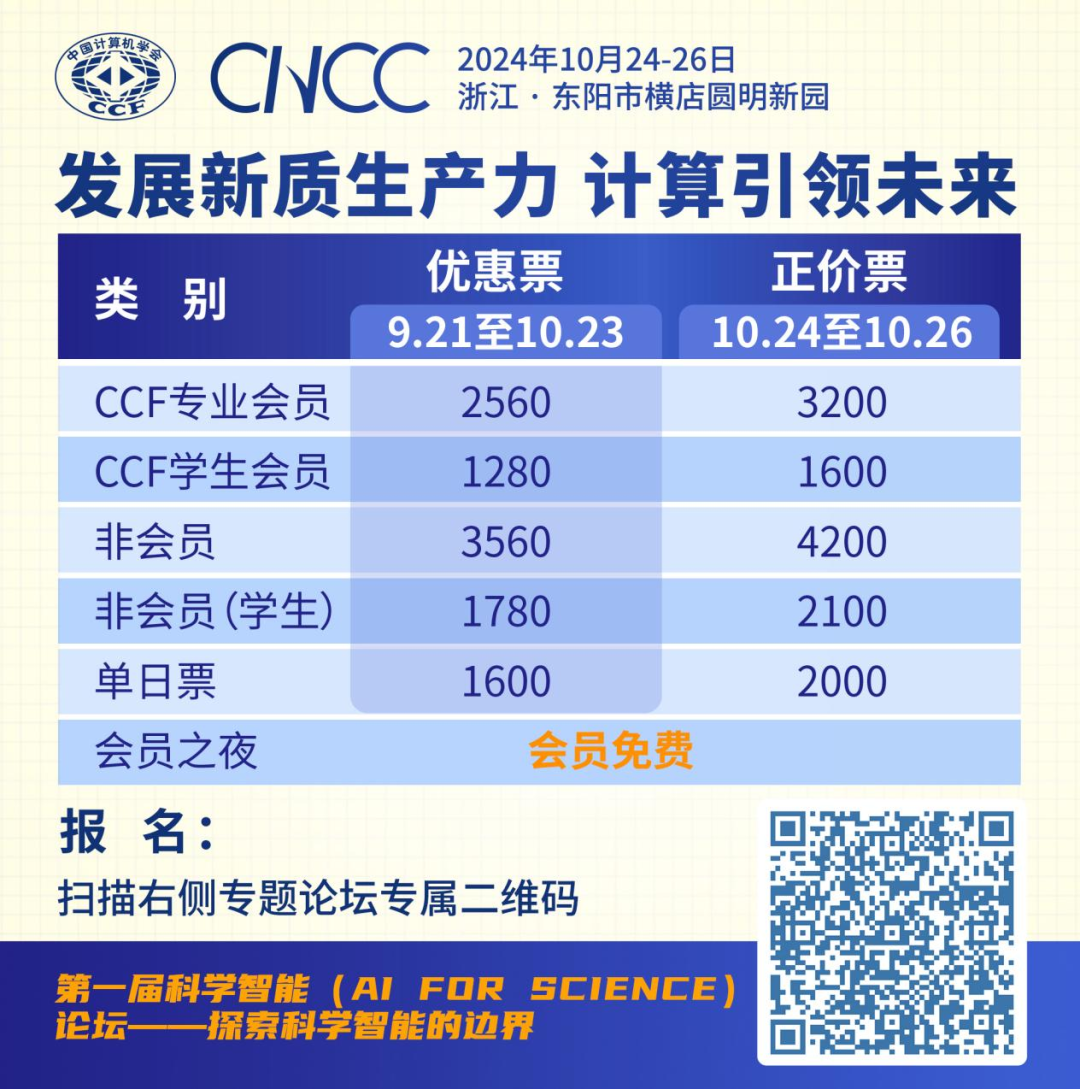 CNCC | 第一届科学智能（AI for Science）论坛——探索科学智能的边界-中国计算机学会