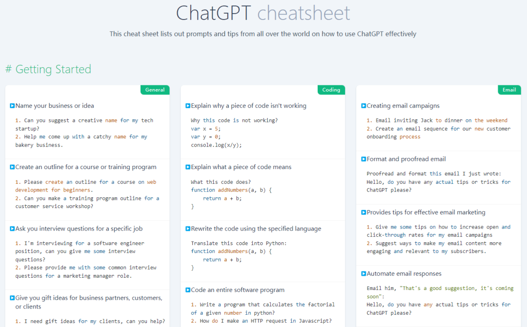 ChatGPT提示和技巧速查手册 – Arron's HomePage – NLP Researcher