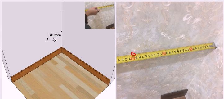 How to measure non-right angle wall