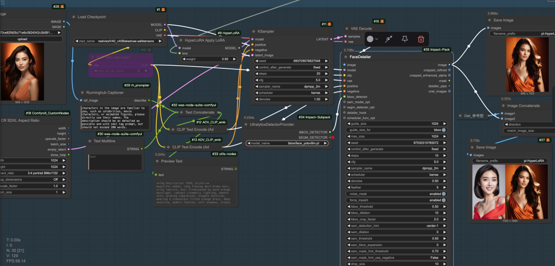 [ComfyUI]HyperLoRA：字节最新无需微调ID一致性！兼容CN和结合InstantID增强一致性