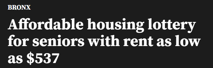 月租低至$537 纽约老年公寓开放申请